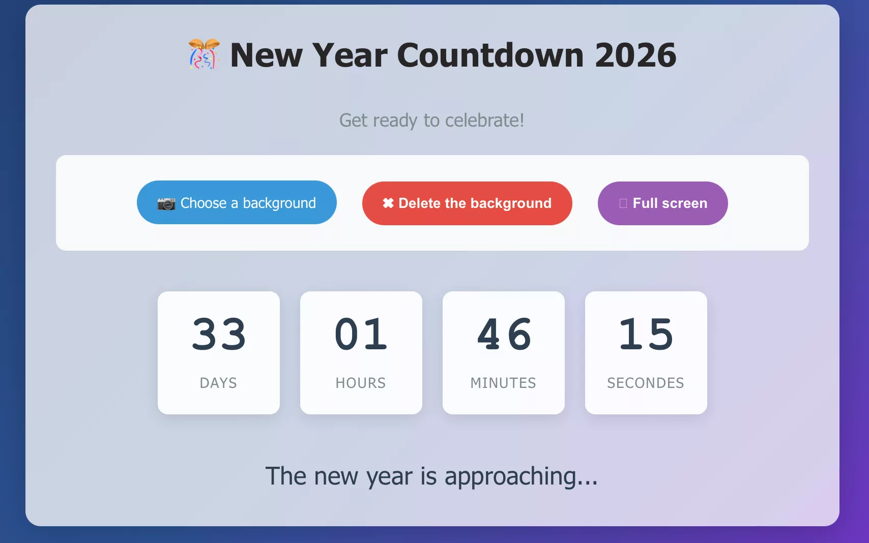 Custom New Year 2026 countdown timer with photo